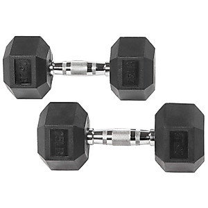 Balancefrom Rubber Encased Hex Dumbbells, 25LB, Pair
