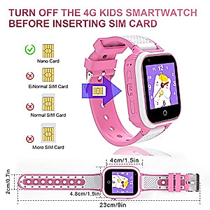 4G Smart Watch for Kids, Smart Watch with GPS Tracker Two Way Calling, Text Voice & Video Chat, SOS, WiFi, Waterproof Touch Screen Wrist Watch Suitable for 4-12 Boys Girls Birthday Gifts. (Pink)
