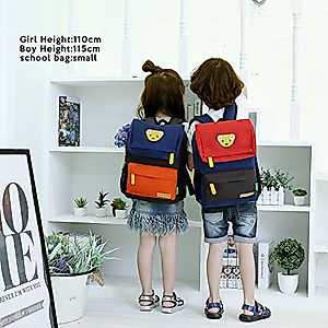 Willikiva Cute Bear Kids School Backpack for Children Elementary School Bags Girls Boys Bookbags (Red/Coffee/Royalblue, Medium)