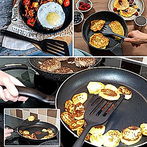 Silicone Spatula Set of 4 - Non-stick Pan Silicone Spatula Turner, Silicone Slotted Fish Turner Easy to Clean, Slotted Spatula for Eggs, Pancakes, Omelets