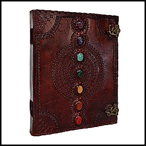 Leather Journal Book Seven Chakra Medieval Stone Embossed Handmade Book of Shadows Notebook Office Diary College Book Poetry Book Sketch Book 10 x 13 Inches
