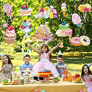 30 Pieces Candy Hanging Swirls Decorations, Candyland Birthday Party Decor for Girls Kids Lollipop Party Donut Party Ice Cream Party Sweet Theme Baby Shower Supplies