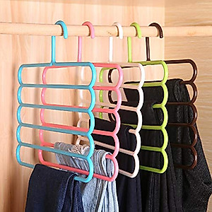 Color Five-Layer Pants Rack Multi-Function Wardrobe Hanging Pants Hanger Scarf Scarf Tie Rack Blue
