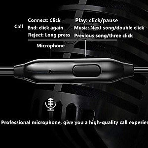 LINHUIPAD k8 Single Side Earphone in-Ear Stereo to Mono Earbud Headphones,3.5mm Plug Metal Noise Isolating Earplugs with mic,Spring Coil Reinforced Cord