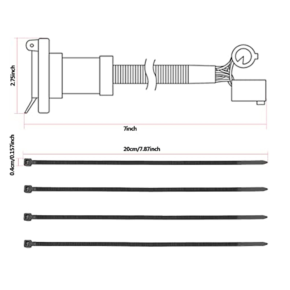 7-Foot 7-Pin Trailer Wiring Harness Kit, Truck Bed Extension for 5th Wheel & Gooseneck Trailers, Compatible with 1997-2021 Ford F150,F250,F350,F450,F550, GMC, Chevy, Ram, Nissan, Toyota