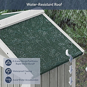 BELLEZE Outdoor Storage Cabinet with 4 Removeable Shelves, Wooden Garden Tall Storage Shed Lockable Tool Storage Cabinet with Waterproof Roof, Outside Tool Shed for Patio Lawn Yard Backyard - Gray