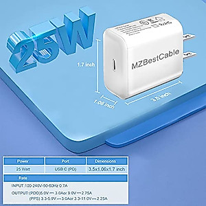 25W Super Fast USB C Charger Adapter and Cable for Samsung Galaxy S22 S23 Plus Ultra/S20 S21 FE A54 5G A53 A52,Note 20 10,Google Pixel 6 7 Pro,PD 3.0 Plug/Wall Charging Block for iPhone 13 14 Pro Max