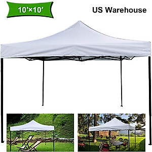 Meet perfect 10 x 10 Pop Up Canopy Tent, Easy Set Up Shade Canopy Instant Outdoor Canopy Portable Ez Up Gazebo w/Carrying Bag & 4 Weight Bags Adjustable Tent for Parties Camping, White