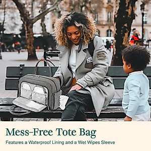 WELAVILA Diaper Bag Tote - Large Convertible Baby Bags With Changing Pad & Insulated Pockets For Mom & Dad - Unisex Multifunction Travel Diaper Tote Dark Grey - Travel Diaper Bag With Changing Pad