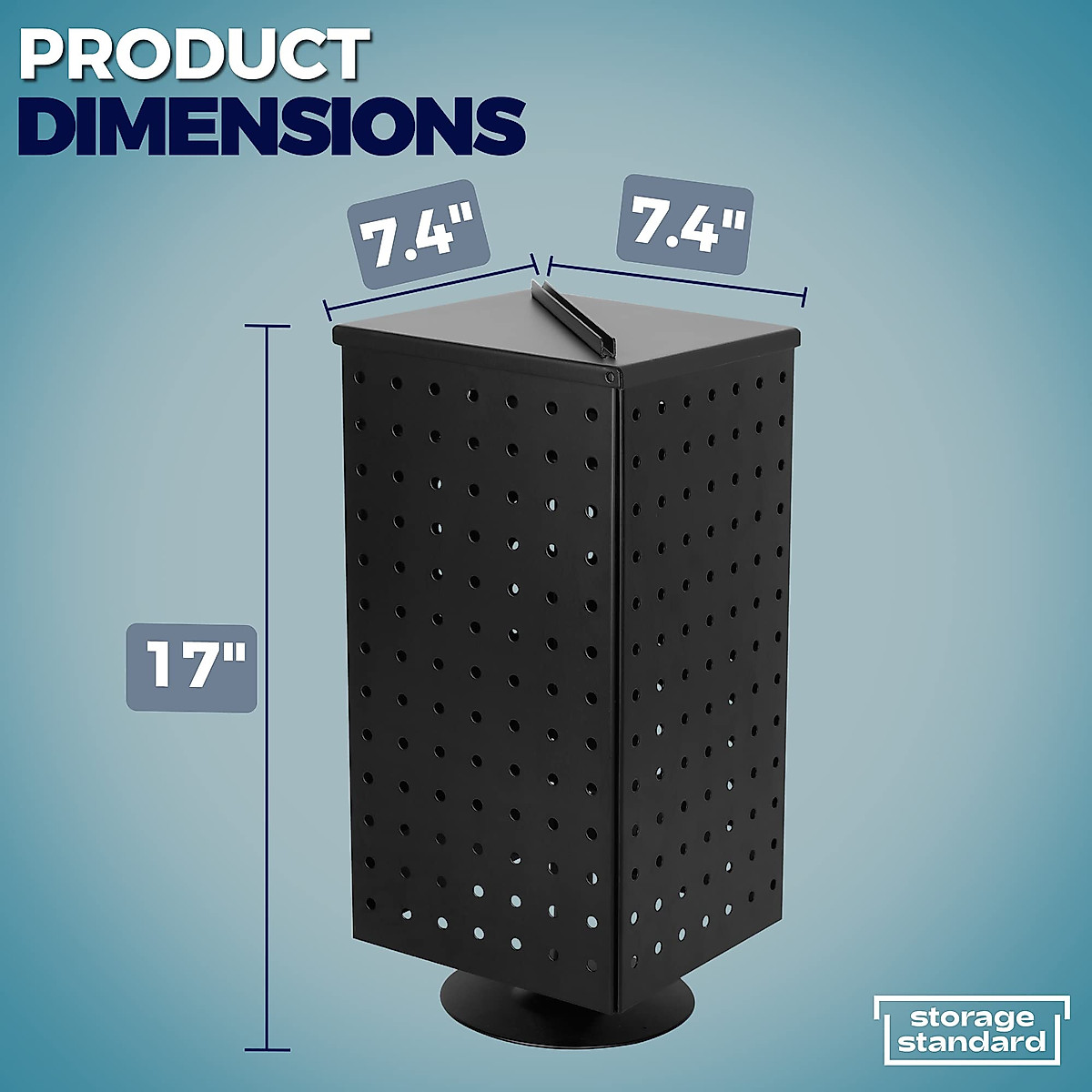 Storage Standard Metal Spinning Peg Board Displays - 17" Earring Display Stand for Retail & Shows, Black Jewelry Stands - 4-Sided Craft Keychain Rack Necklace Holder