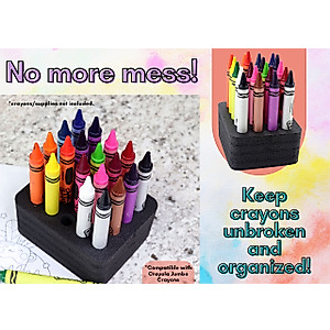 Polar Whale Jumbo Crayon Desk Stand Organizer Compatible with Crayola and Others Design Storage Tray Supply Non-Scratch Non-Rattle Washable Durable Black Foam Holds 20