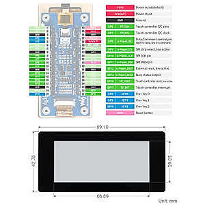 waveshare 2.9inch Capacitive Touch e-Paper Module for Raspberry Pi Pico, 296×128 Pixels, Black/White Two-Color, SPI / I2C Interface, Support Partial Refresh