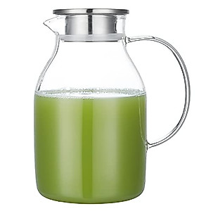 Karafu Glass Pitcher with Lid, 68Oz Heat Resistant Water Jug for Hot/Cold Water, Ice tea and Juice Beverage Clear