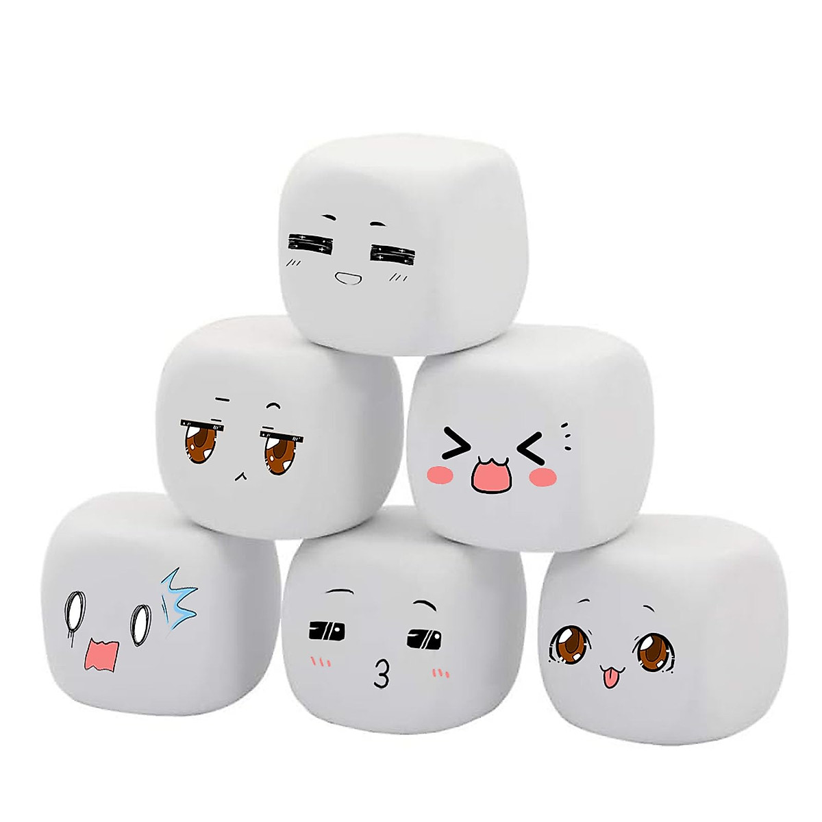 Qidiwin White EVA Foam Dices for Kids Graffiti-Building Blocks,Creative Painting, Party Supplies, 1.96 inchs, 12PCS