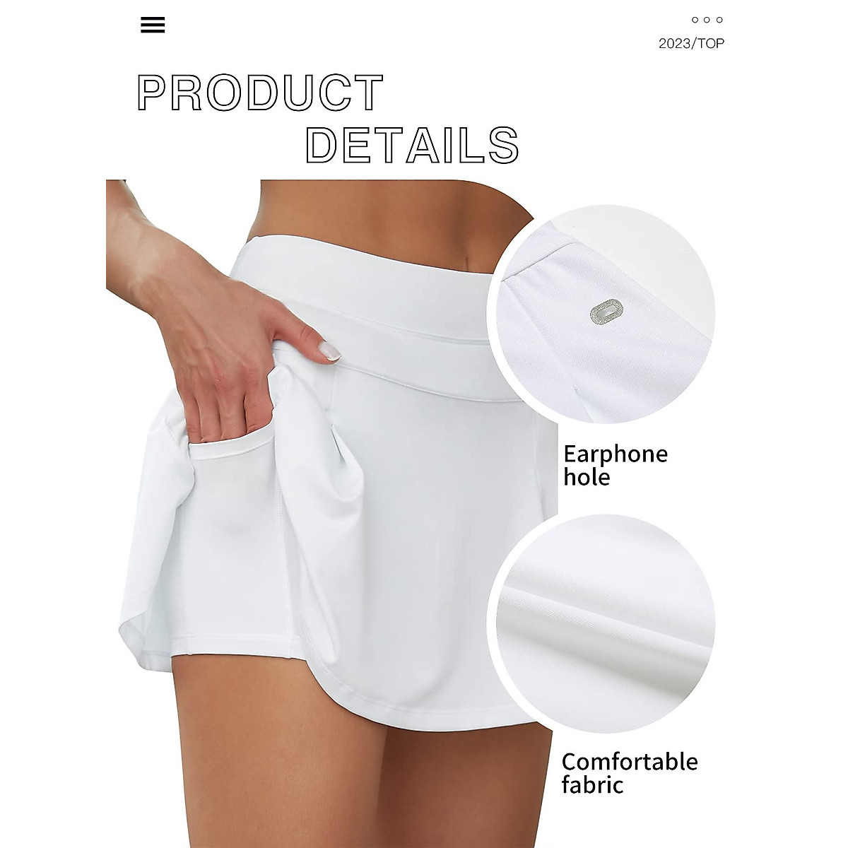 VUTRU Women's Tennis Skirts with Pockets High Waisted Pleated UV Protection Athletic Golf Skirt for Sport Running White