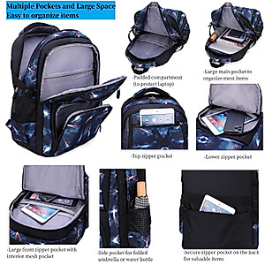 Boys Backpacks Primary Junior High School Bag Kids Bookbag 3 in 1 Casual Daypack Set Fashion Space Galaxy Printed Durable Knapsack with Lunch Bag