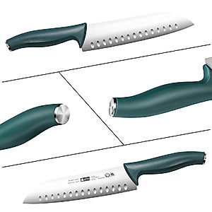 Plys Santoku Knife for Vegetable Cutting: 7 inch Kitchen Knives - Meat Cutting, Cooking Tools, Green
