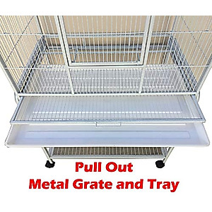 64" Extra Large Wrought Iron Breeding Flight Canary Parakeet Cockatiel Lovebird Finch Cage Side Nesting Doors with Removable Rolling Stand