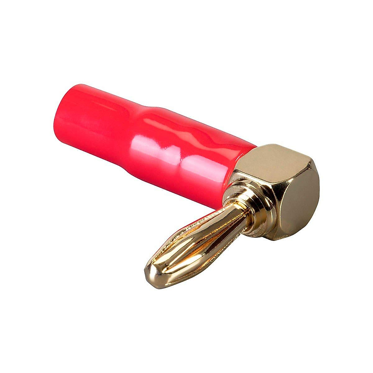 Monoprice 10 Pair Right Angle 24k Gold Plated Banana Speaker Wire Cable Screw Plug Connectors (121915) Black/Red