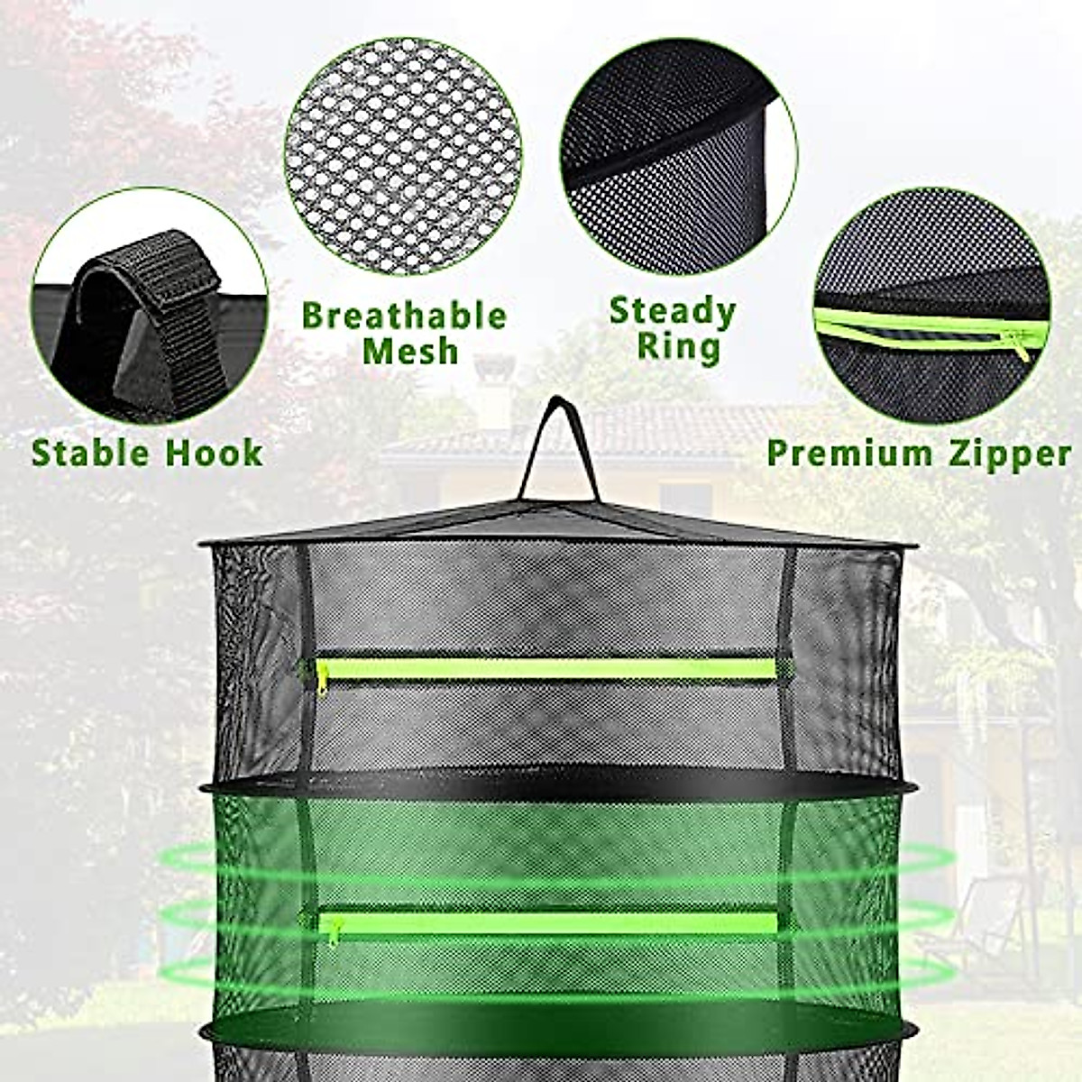 Gransuncy Herb Drying Rack Hanging Mesh Net, Drying Rack Hanging Dryer Dry Net with Pruning Shear for Drying Petal Plants