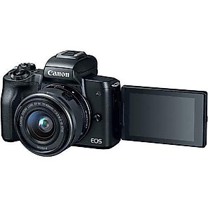 Commander Optics Professional Photo Bundle for M50 Mirrorless Digital Camera (Black) w/EF-M 15-45mm f/3.5-6.3 is STM + Wide-Angle and Telephoto Lenses + Portable Tripod + Memory Card