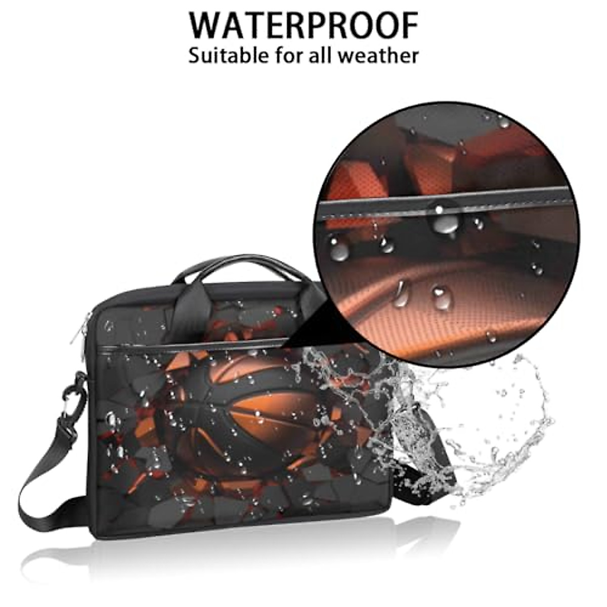 Basketball Crash Laptop Computer Bag Waterproof Shoulder Messenger Bag 13-15 inch Durable Laptop Tote Bag with Shoulder Strap Handle Lightweight Crossbody Briefcase