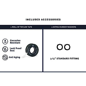 Morvat Heavy Duty 10 Foot Stainless Steel Garden Hose with All Brass Shut-Off Valve, Kink and Tangle Free, Crush and Puncture Resistant, Includes Roll of Teflon Tape and Extra Washers