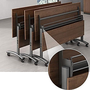 Foldable Meeting Table,Flip Top Mobile Training Table with Modesty and Lockable Wheels, for Conference Rooms,Training Rooms,Media Centers,Classrooms (Color : Brown, Size : 120 * 50 * 75cm)