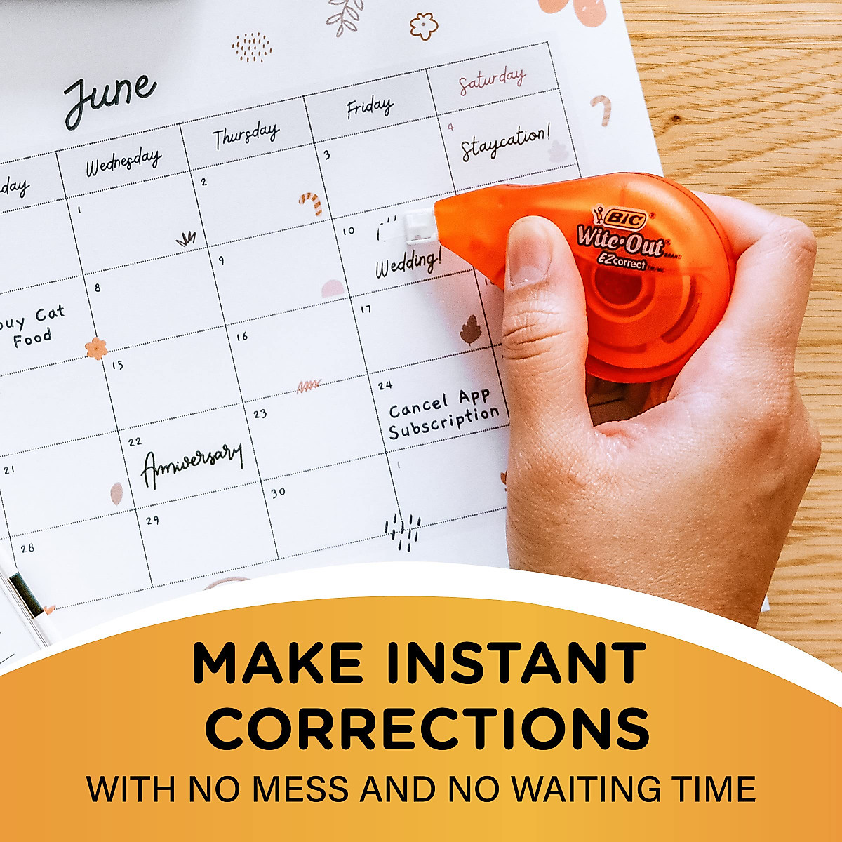 BIC Wite-Out Brand EZ Correct Correction Tape, 19.8 Feet, 4-Count Pack of white Correction Tape, Fast, Clean and Easy to Use Tear-Resistant Tape Office or School Supplies