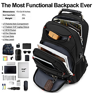 Laptop Backpack for Men - Stylish College Bookbag for 15.6-Inch Laptop,Black (Black, 15.6)