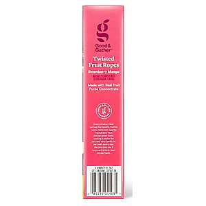 G&G Twisted Fruit Ropes Strawberry Mango 5 Oz. 8 Ct. No Artificial Flavors or Synthetic Colors. Kosher and Gluten Free.