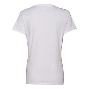 Hanes Ladies Perfect-T Cotton V-Neck T-Shirt. ,WHITE,XS