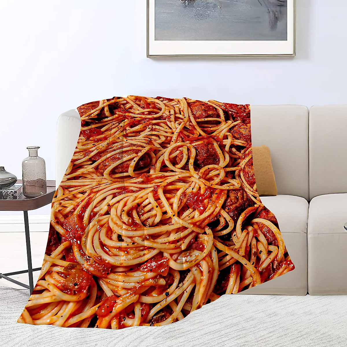 Tomato Spaghetti Blanket Soft Warm Cozy Italian Pasta Throw Blankets for Boys Girls Fuzzy Plush Funny Food Blanket Fleece Lightweight Flannel Kid Adults Gift for Bed Couch Sofa 50"x40"