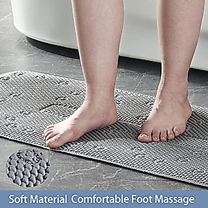 Webos Bathtub Mat Non Slip: Soft Safety Foam Bath Mat for Tub Suitable for Elderly and Kids Extra Long 40x16Inch with Drain Holes and Suction Cups Massage Tub & Shower Mat for Bathroom (Dark Grey)