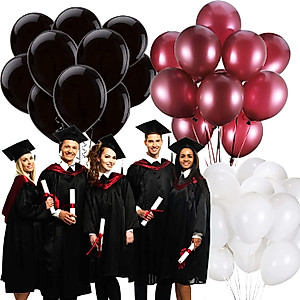 Graduation Decorations Maroon Black 2024/Burgundy Black Graduation Party Decorations 30Pcs Burgundy White Black Balloons/Maroon Party Decorations Birthday Wedding/Maroon Graduation Party