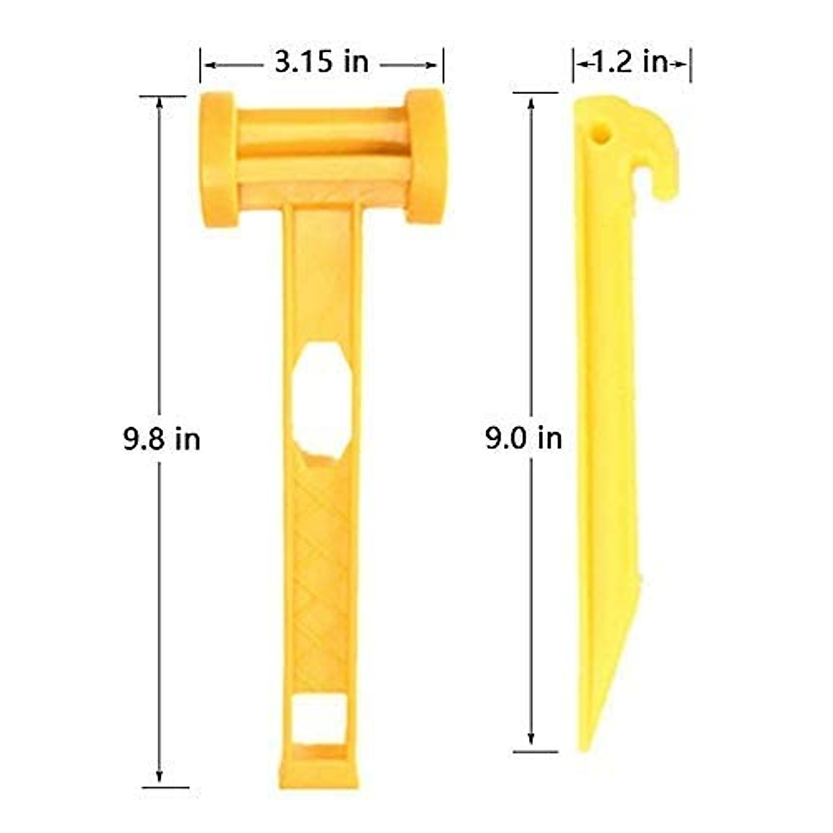 Tent Stakes for Sand ，Plastic Tent Stakes Heavy Duty, Lighter and Safer Than Tent Stake Metal,9 Inch Yellow Tent Stakes for Sand/Sand Stakes for Beach (24 Pack)