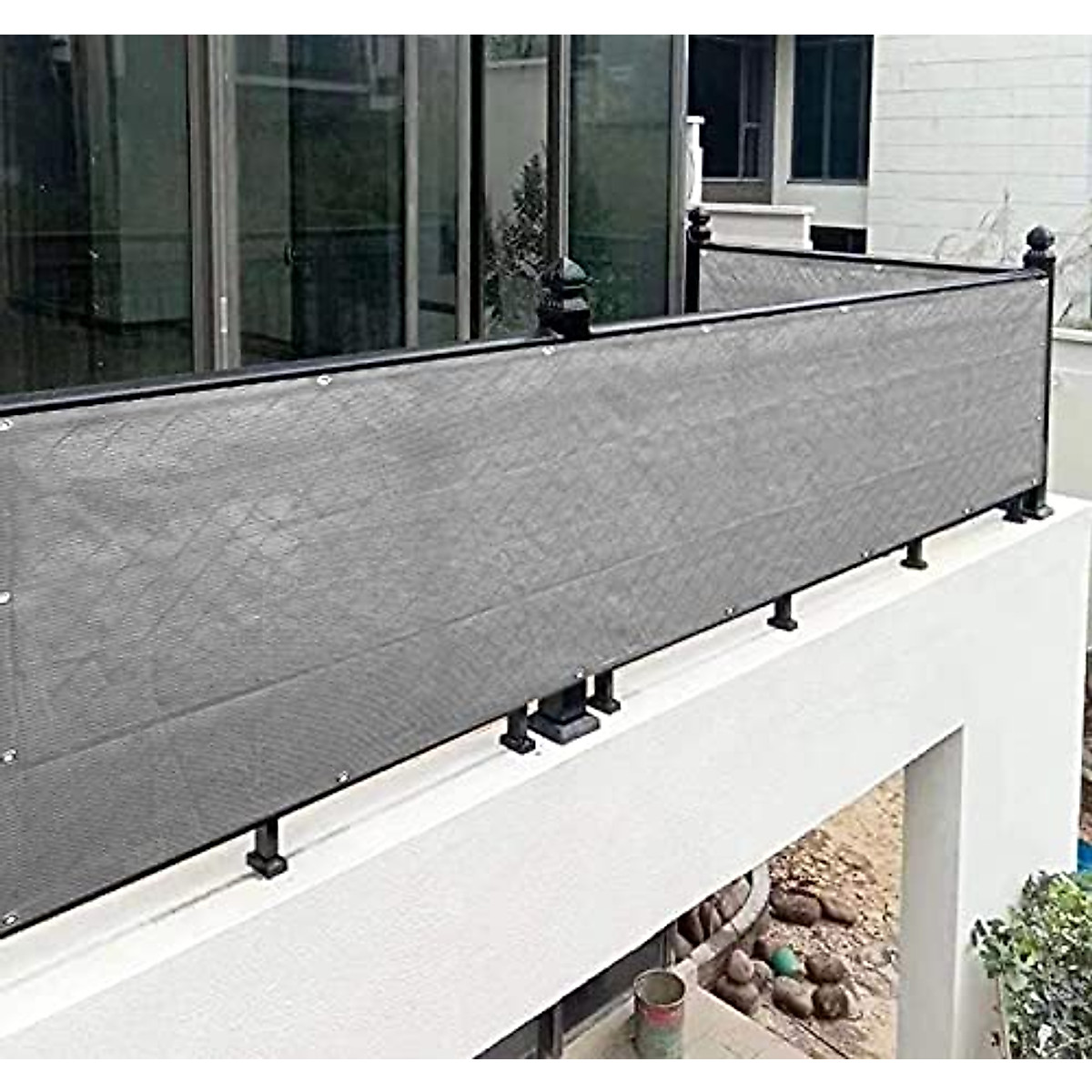 ALBN Balcony Privacy Screen Fence Mesh Anti-UV with Metal Holes HDPE Tear Resistance for Balcony Garden Privacy Protection, Height 80cm/90cm/100cm (Color : Gray, Size : 90x250cm)