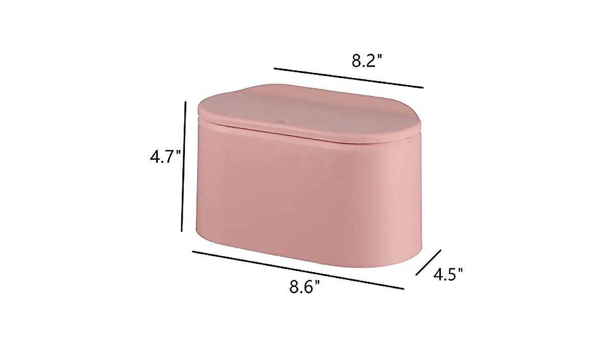 RUNJIN Mini Trash Can - Stylish Pink Waste Bin for Desk & Bathroom