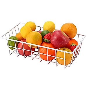 Homics Freezer Organizer Bins Wire Baskets, Kitchen Pantry Cabinet Refrigerator Organizer Storage Bins for Fruit Vegetable Soda Cans, 2 Pack