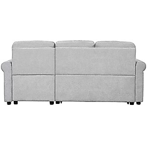 ERYE L-Shaped Pull Out Sleeper Couch Bed Velvet Tufted Upholstered Convertible Reversible Sleep Sectional Sofa with PullOut Sofabed for Living Room