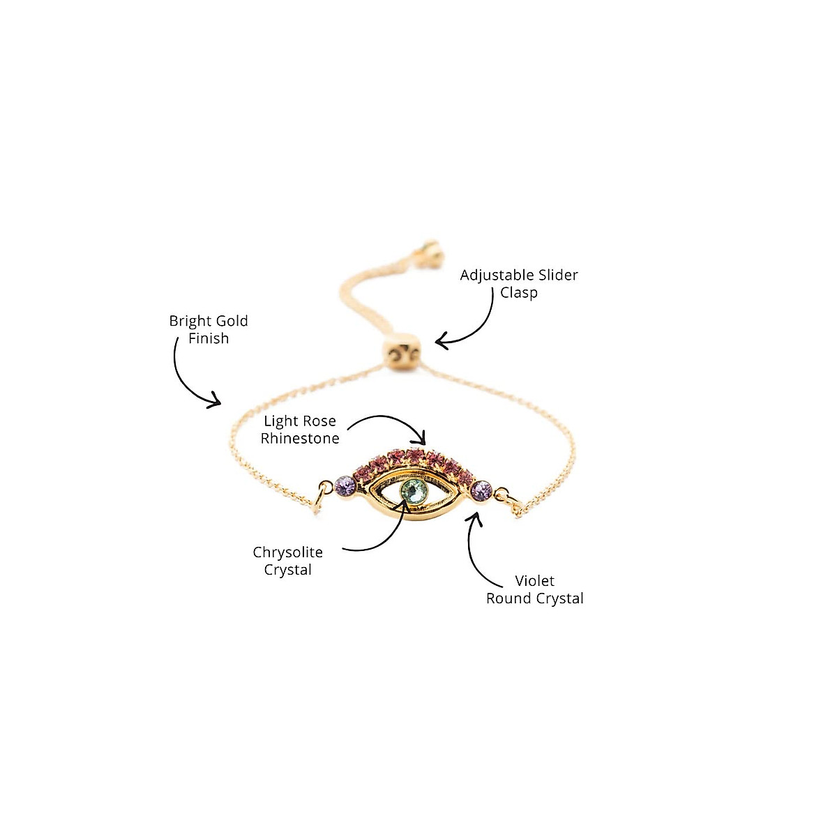 Sorrelli Mini Evil Eye Slider Bracelet, Bright Gold-Tone Finish, Spring Rain (BEV6)