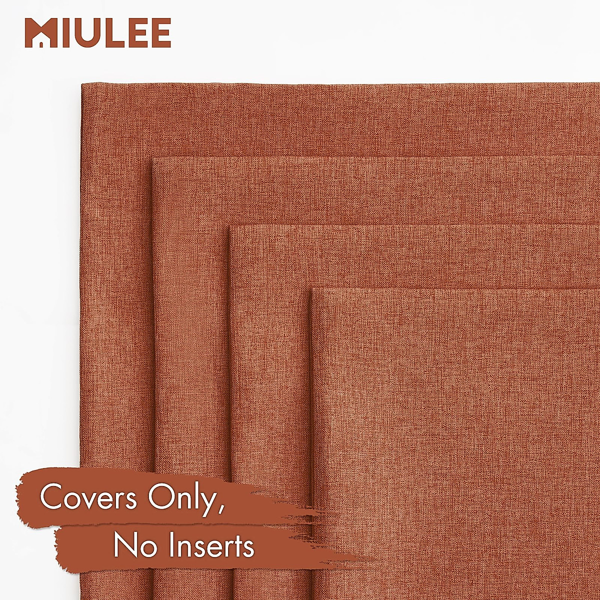 MIULEE Fall Pack of 4 Decorative Outdoor Throw Pillow Covers Linen Waterproof Pillow Covers Farmhouse Cushion Cases for Patio Garden Tent Balcony Couch Sofa 16x16 inch Rust