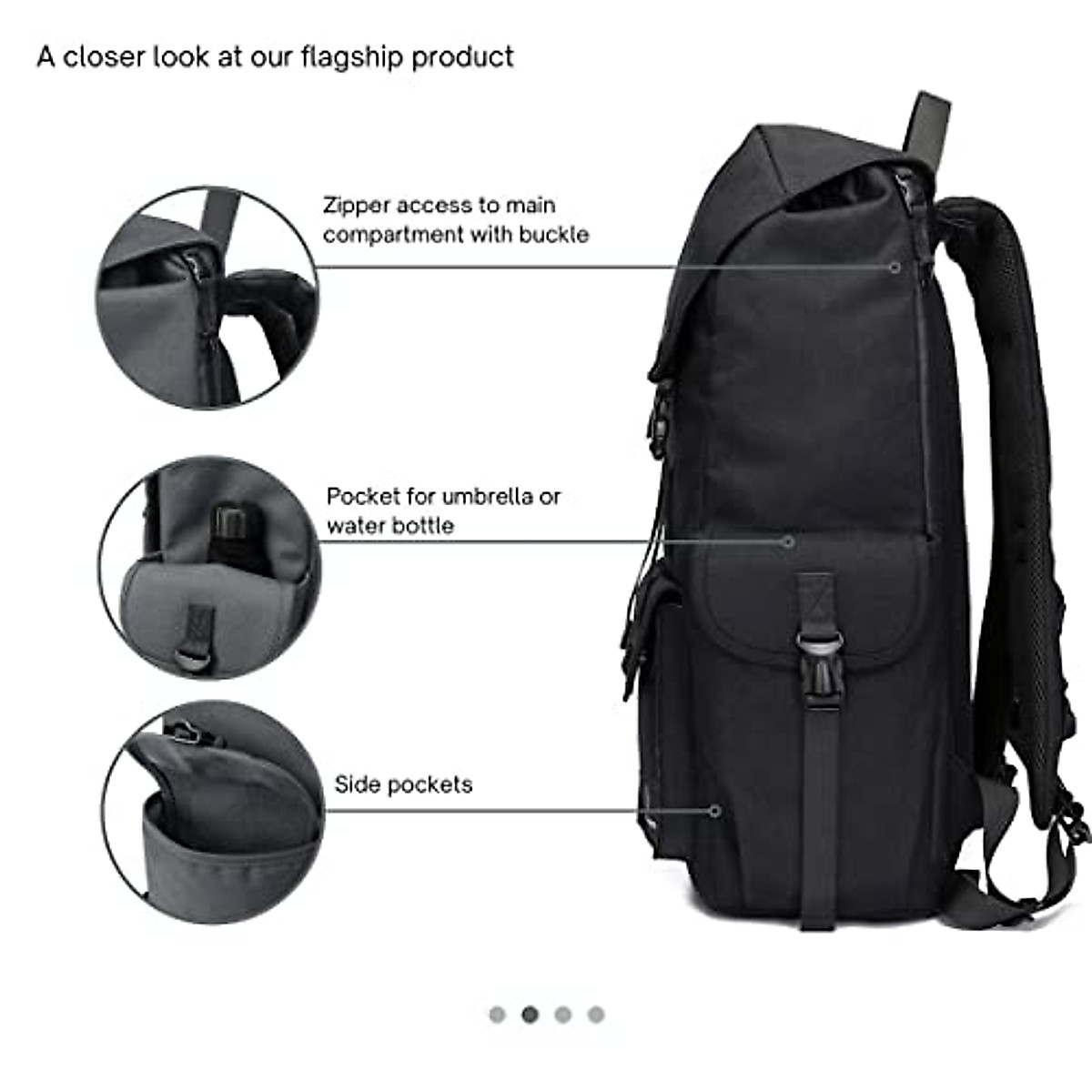 Dude & Bestie Predator Laptop Backpack 28L Travel School Daypack (Black)