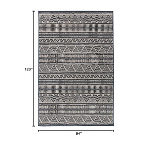Rugshop Geometric Bohemian Indoor Outdoor Rug – Bohemian Area Rug/Outdoor Rug Deck Rugs, Non-Shedding Balcony Rugs, Boho Patio Rug, 7'10" x 10' Blue