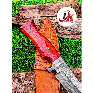 Custom hand made Damascus steel hunting knife,11" inches Skinner,out door survival camping,fix blade, classic, Christmas gift, nice grip handle,sharp, slicer, Leather sheath HUNT-04