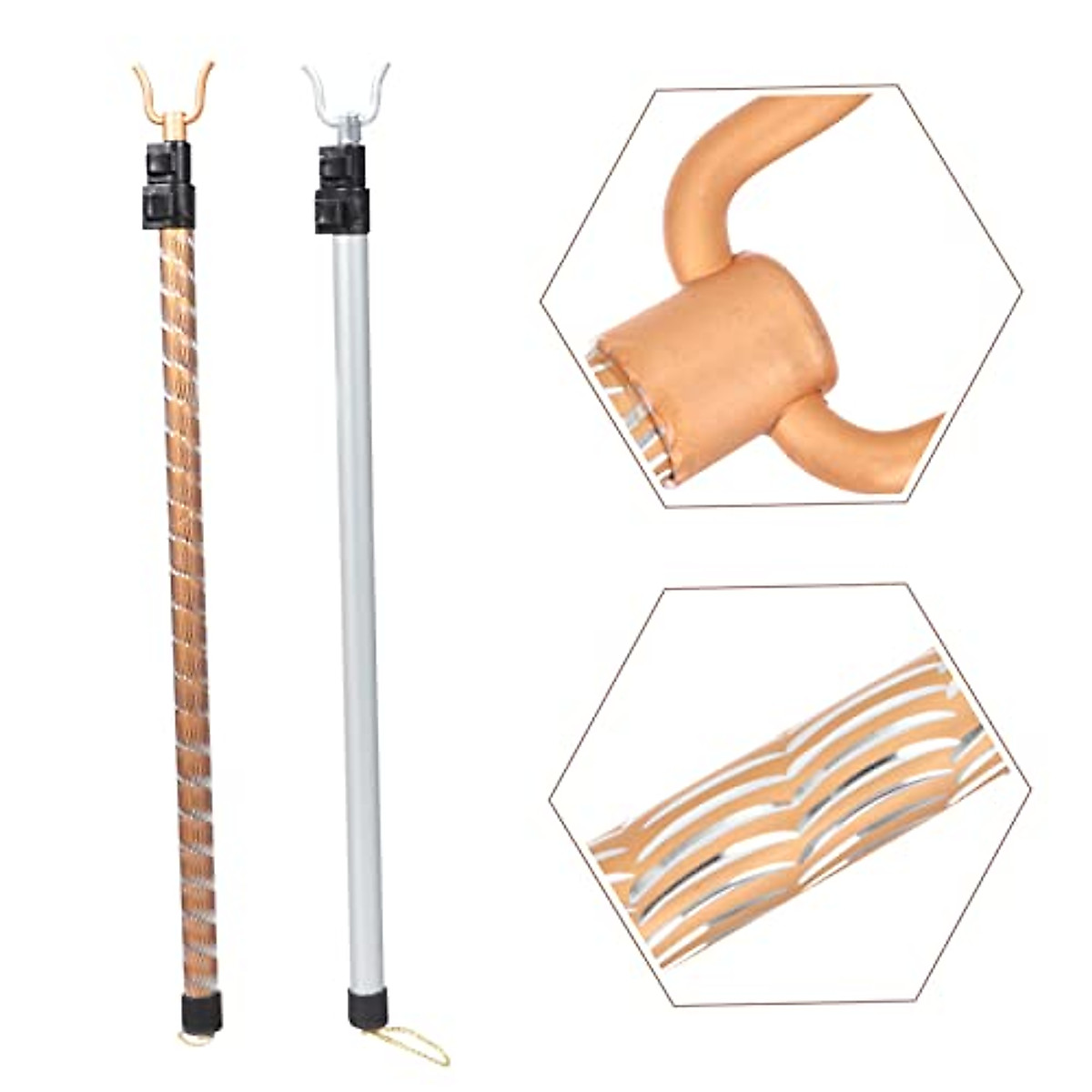 BESPORTBLE 2pcs Retractable Clothesline Outdoor Stainless Steel Toilet Paper Holder Adjustable Hitch Closet Clothes Pole Clothes Reaching Rods Reach Pole Hook Clothes Fork Rod Extender