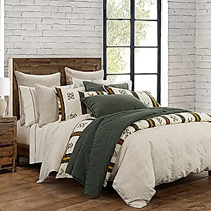 HiEnd Accents Toluca Canvas Western Bedding 3 Piece Super King Duvet Covet Set, Cattle Brand Symbols Print, Striped Cotton Rustic Cabin Lodge Bed Set, 1 Comforter Cover, 2 Pillowcases