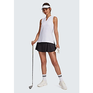 Obla Women's Sleeveless Golf Shirt V-Neck Lightweight Quick Dry Tennis Tank Tops Polo Shirts for Women(A White_XL)