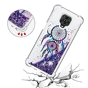 COTDINFORCA Compatible with Redmi Note 9S Case Glitter Cute for Girls Women Liquid Floating Quicksand Shockproof Protective Silicone Case for Xiaomi Redmi Note 9S / Redmi Note 9 Pro Dreamcatcher YB