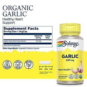 SOLARAY Garlic Bulb 600mg | Healthy Immune, Circulatory & Cardiovascular Systems Support | Vegan & Non-GMO | 100 VegCaps